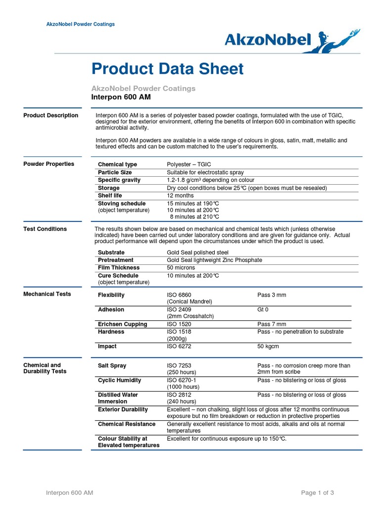 Interpon 600 AM - AkzoNobel | PDF | Antimicrobial Resistance | Materials