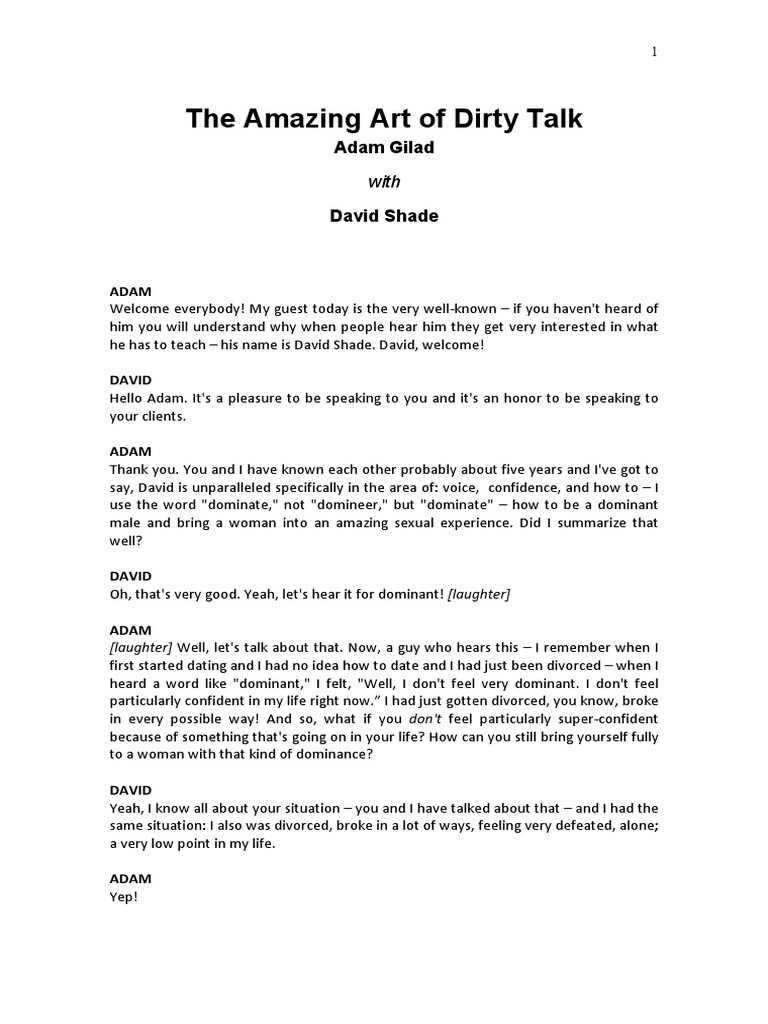 The Amazing Art of Dirty Talk: Adam Gilad | PDF | Paranoia | Femininity