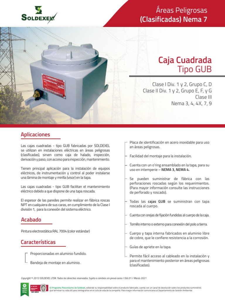 Caja GUB Nema 7 A Prueba de Explosion Nema 7 Proof Explosion | PDF ...