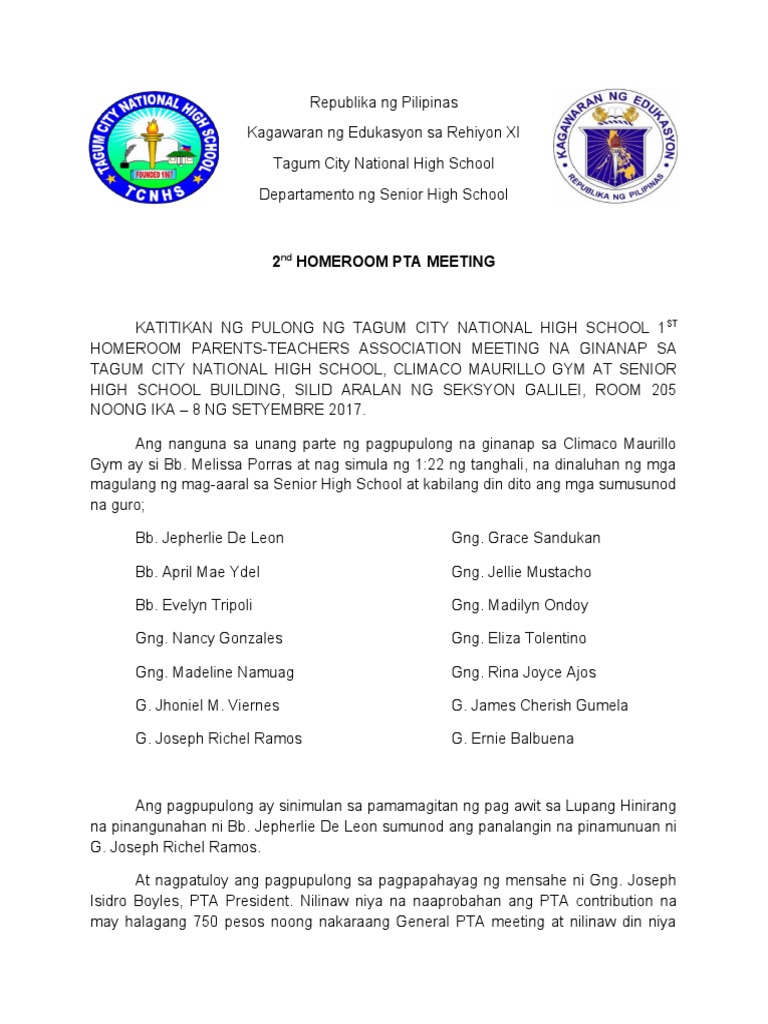 Katitikan NG Pulong | PDF