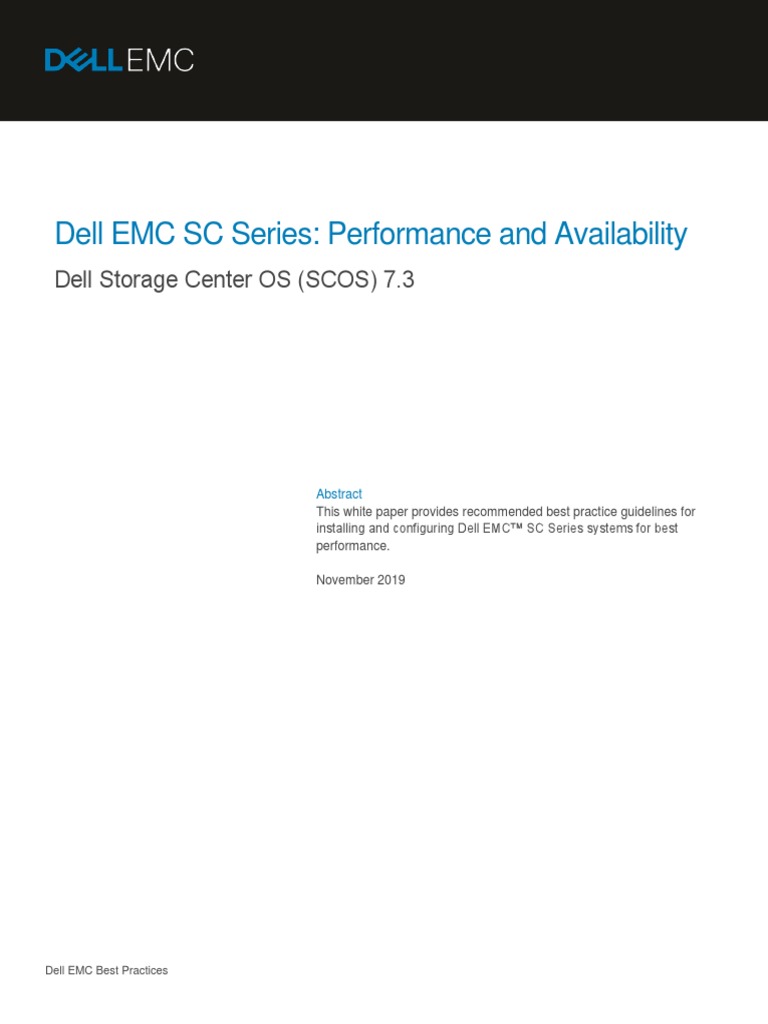 Dell Emc Sc Series Performance And Availability Dell Storage Center Os Scos 7 3 Pdf Hard