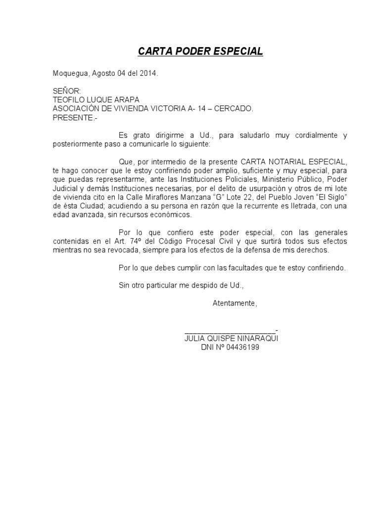 Carta Poder Especial | PDF