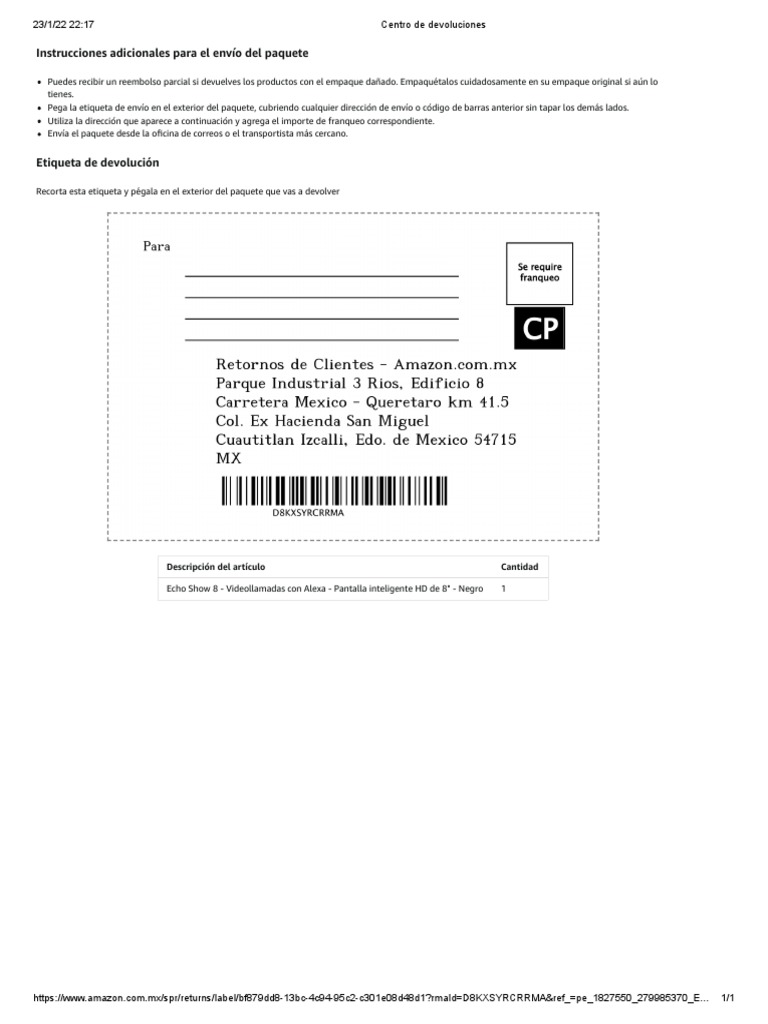 Centro de Devoluciones | PDF