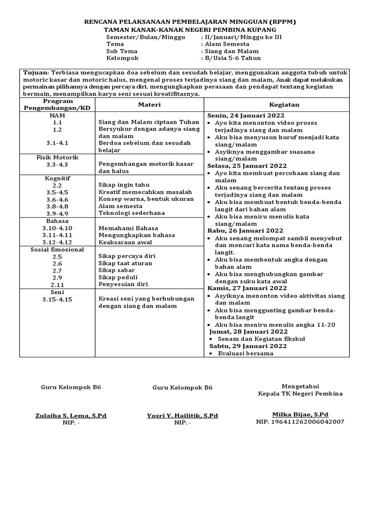 RPPM Siang Dan Malam | PDF