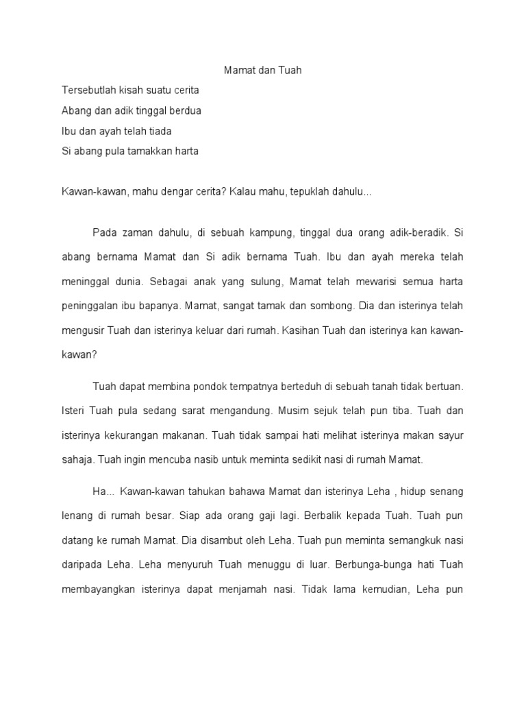 Kisah Mamat dan Tuah: Pelajaran Hidup | PDF