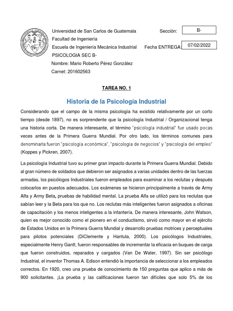 Psicología Industrial Pdf Sicología Psicología Industrial Y