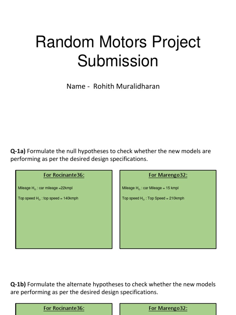 Hypothesis Testing for Random Motors Models | PDF | P Value | Hypothesis
