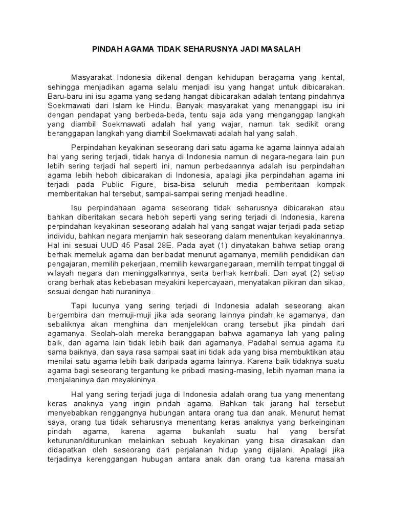 Pindah Agama Tidak Seharusnya Jadi Masalah | PDF | Kesehatan Holistik ...