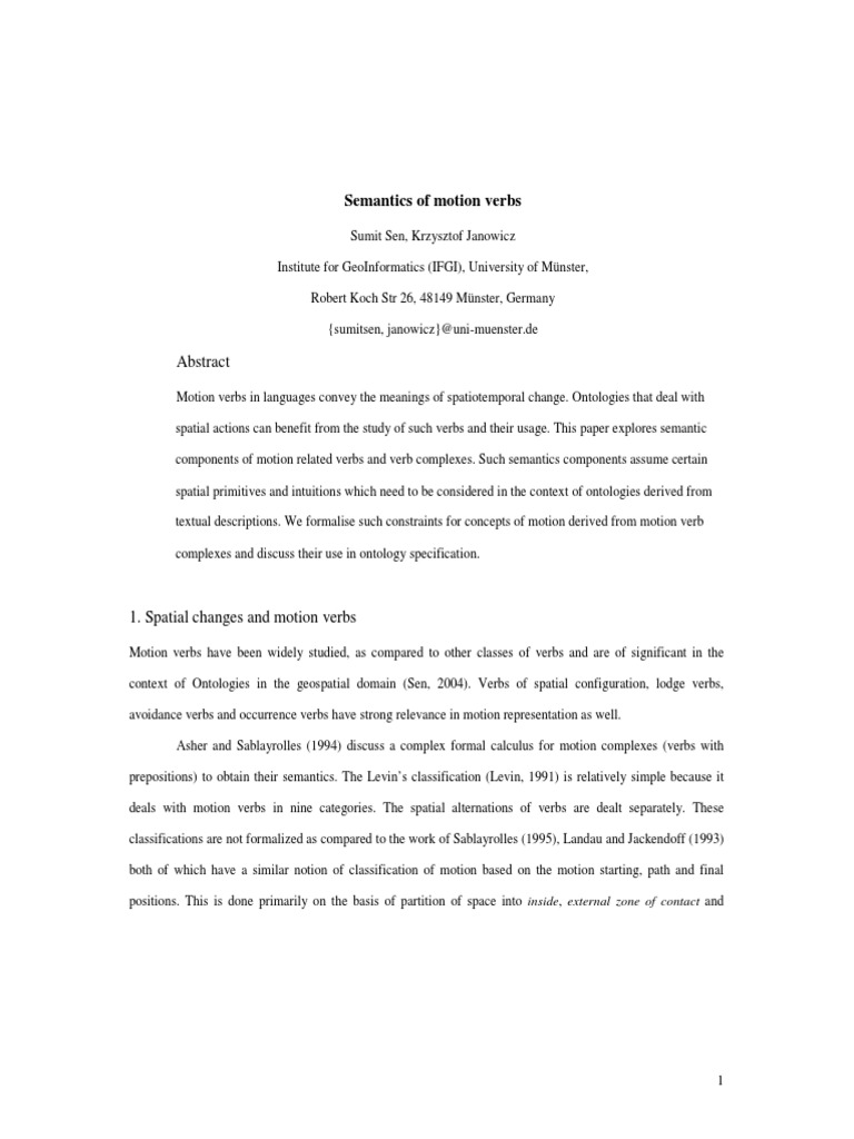 Semantics MOTION VERBS | PDF | Semantics | Concept
