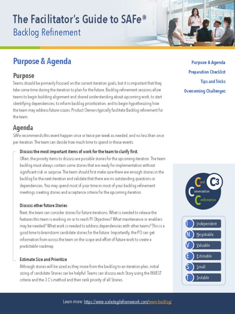 Facilitators Guide To SAFe - Backlog Refinement | PDF | Scrum (Software ...