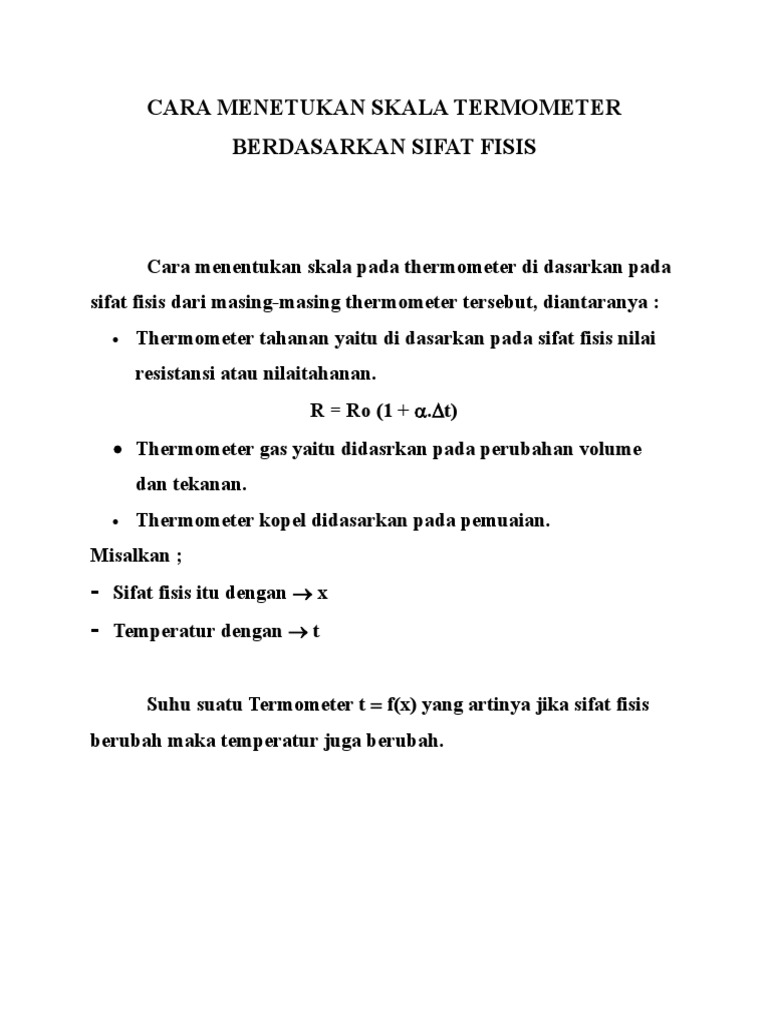 Skala Termometer Berdasarkan Sifat Fisis | PDF