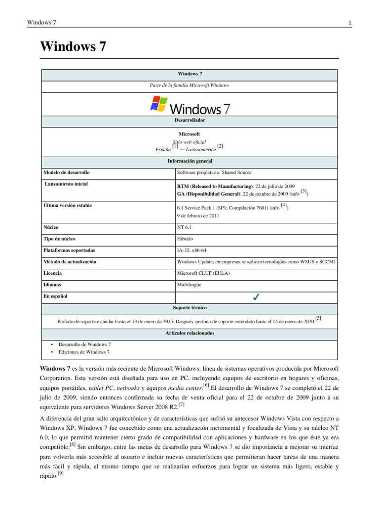 Windows 7 | PDF | Windows 7 | Plataformas de computación