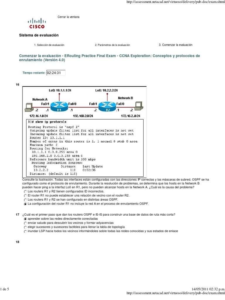 Examen Practico Final Ccna2 14-05-2011pag2 | PDF | Enrutador (Computación) | Enrutamiento