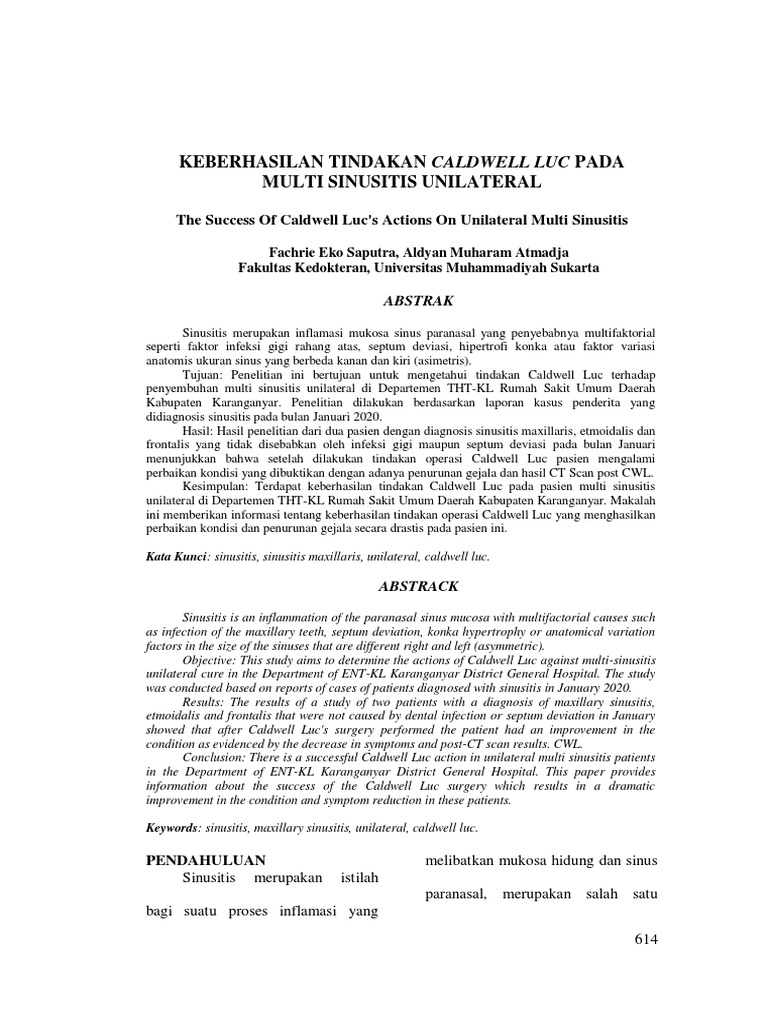 Diagnosis dan Tatalaksana Sinusitis Unilateral Multiplikasi pada Dua ...