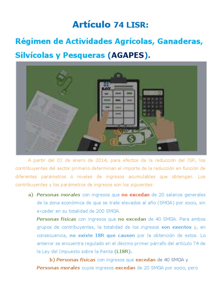 Régimen AGAPES según Art. 74 LISR | PDF | Impuesto sobre la renta ...