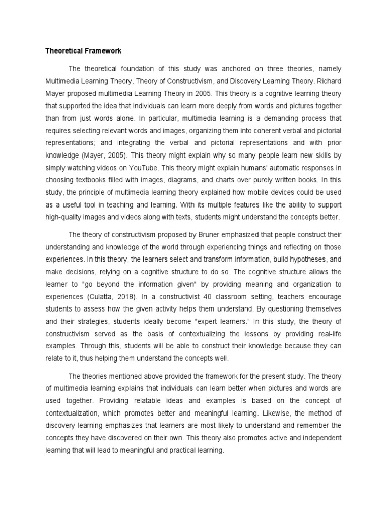 Theoretical Framework Sample | PDF | Constructivism (Philosophy Of ...