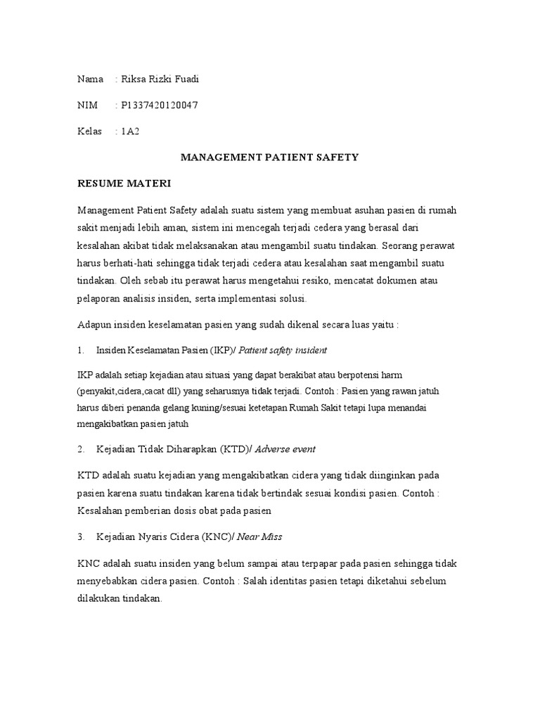 Management Patient Safety | PDF