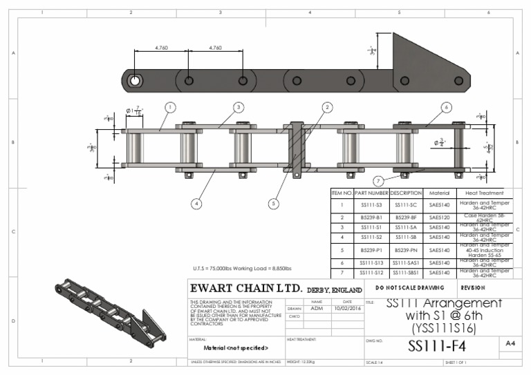 Ewart Chain LTD.: SS111 Arrangement With S1 at 6th (YSS111S16) | PDF ...