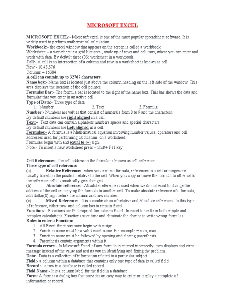 Questionbank (Class 7) | PDF | Microsoft Excel | Spreadsheet