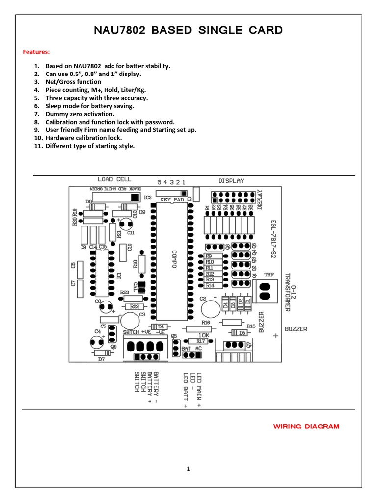 NAU7802 ADC Single Card Guide | PDF | Electrical Connector | Equipment