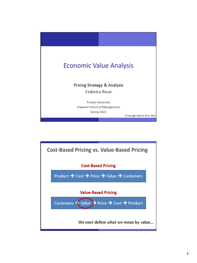 Economic Value Analysis: Cost Based Pricing vs. Value Based Pricing ...