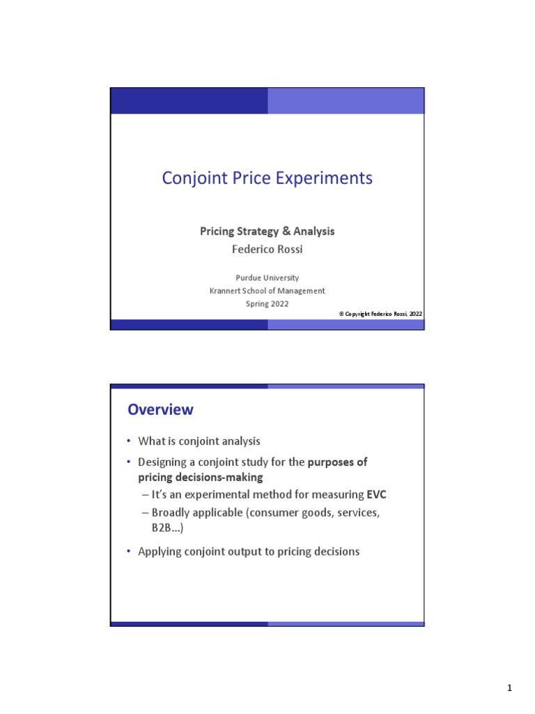 Conjoint Price Experiments: Pricing Strategy & Analysis | PDF ...
