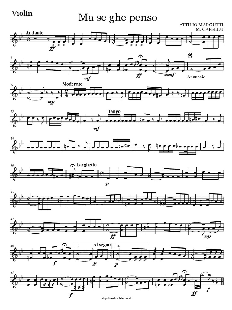 Ma Se Ghe Penso - Violin | PDF Ma Se Ghe Penso - Violin | PDF