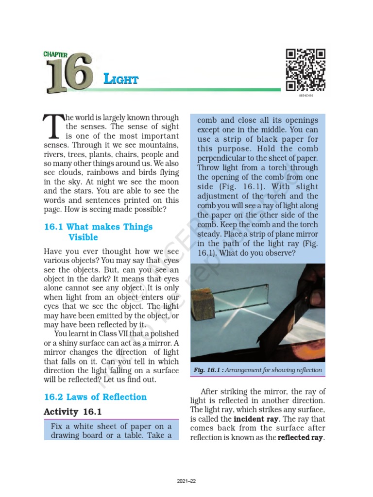 16.1 What Makes Things Visible: Activity 16.1 | PDF | Reflection ...