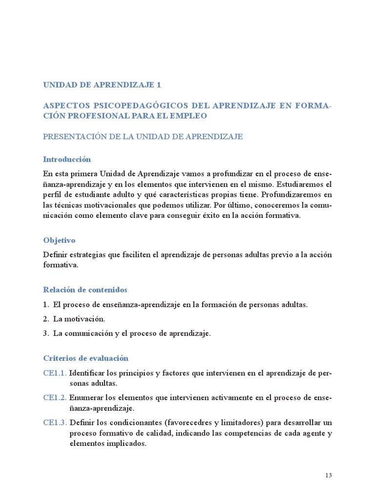 Unidad 01 | PDF | Aprendizaje | Salón de clases