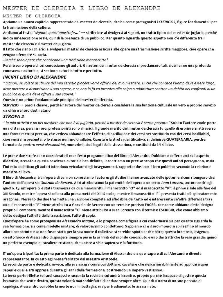 Mester de Clerecia e Libro de Alexandre | PDF