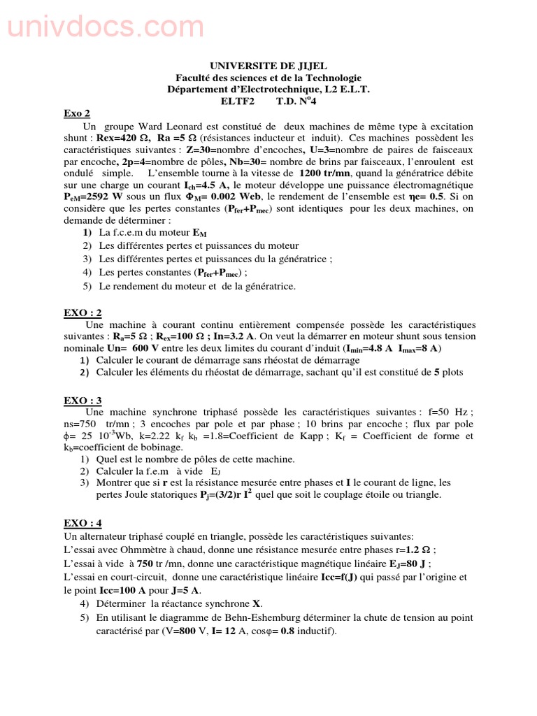 TD4 ELT Electrotechnique L2 ELTF2.TextMark | PDF | Transformateur électrique | Générateur électrique