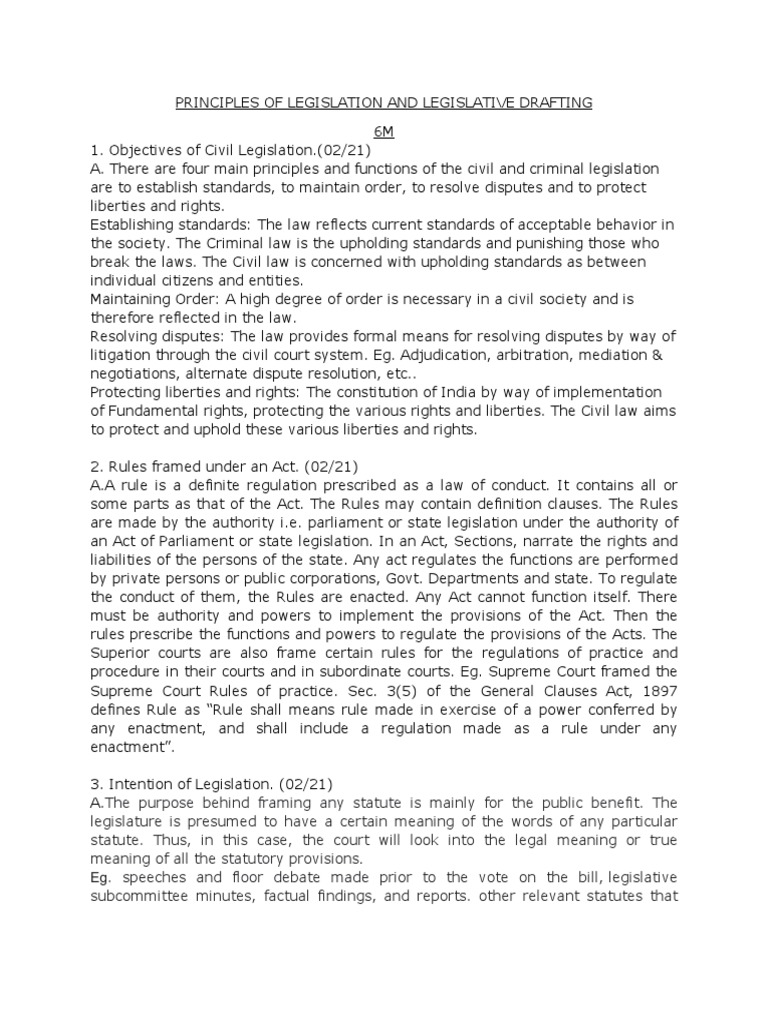 Principles of Legislation and Legislative Drafting | PDF | Bill (Law ...