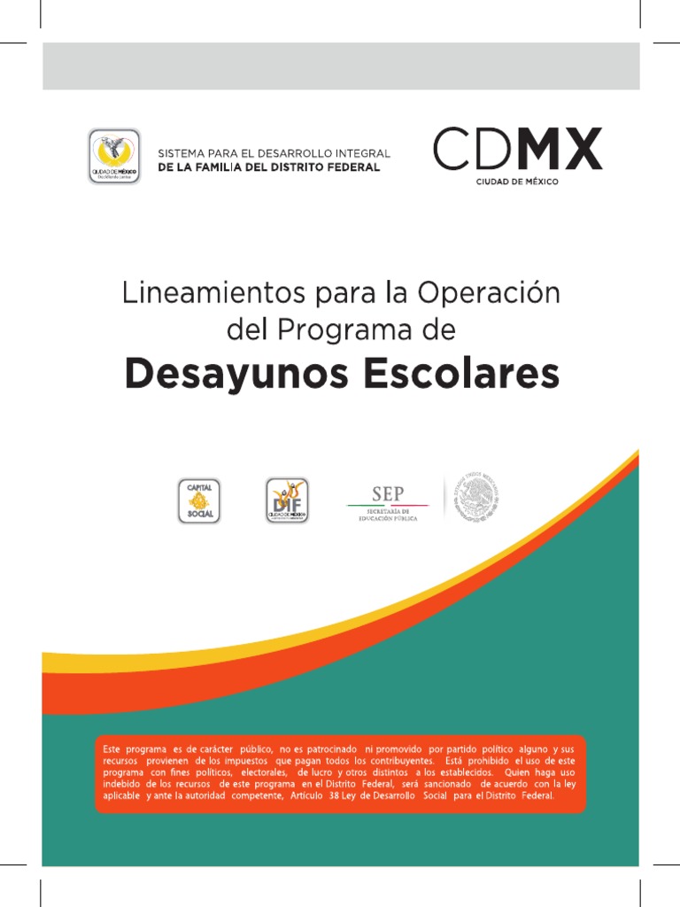 Lineamientos para La Operacion Del Programa Desayunos Escolares | PDF Lineamientos para La Operacion Del Programa Desayunos Escolares | PDF
