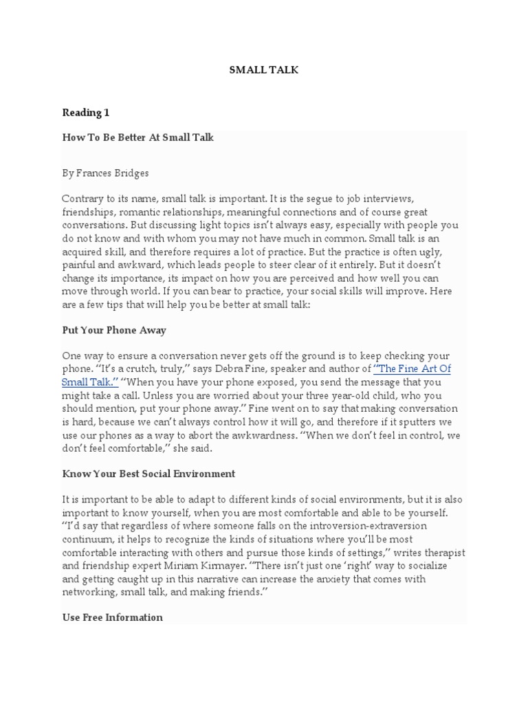 Navigating the Importance of Small Talk in Virtual Meetings | PDF ...