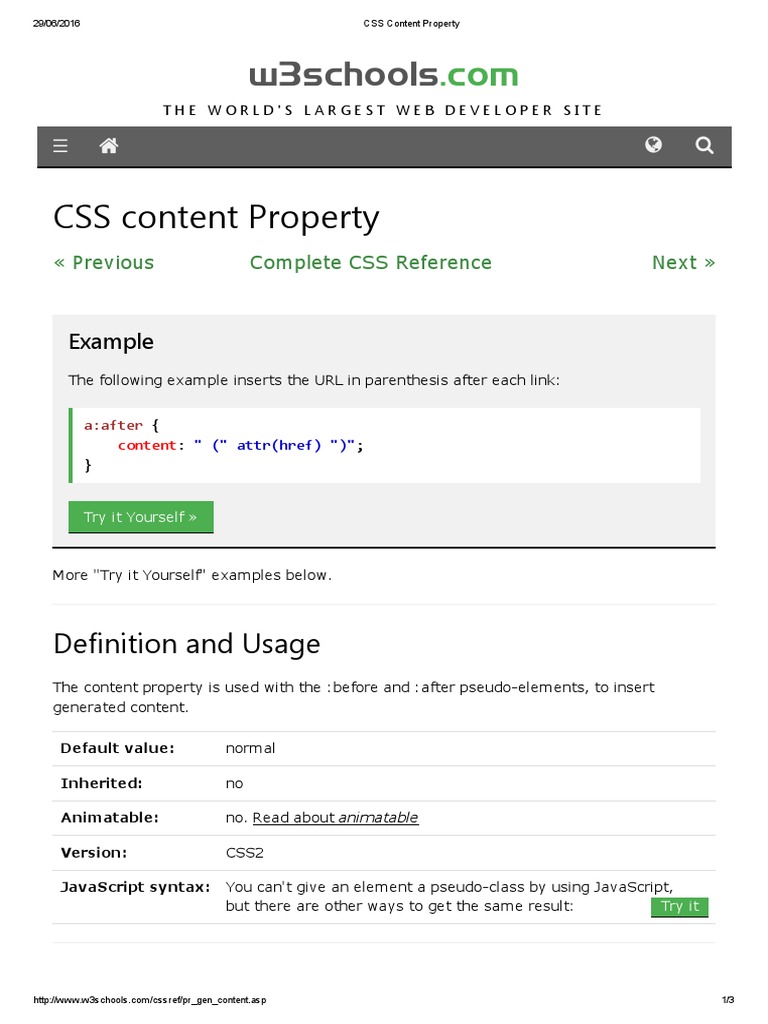 CSS Content Property | Download Free PDF | Web Standards | Cyberspace