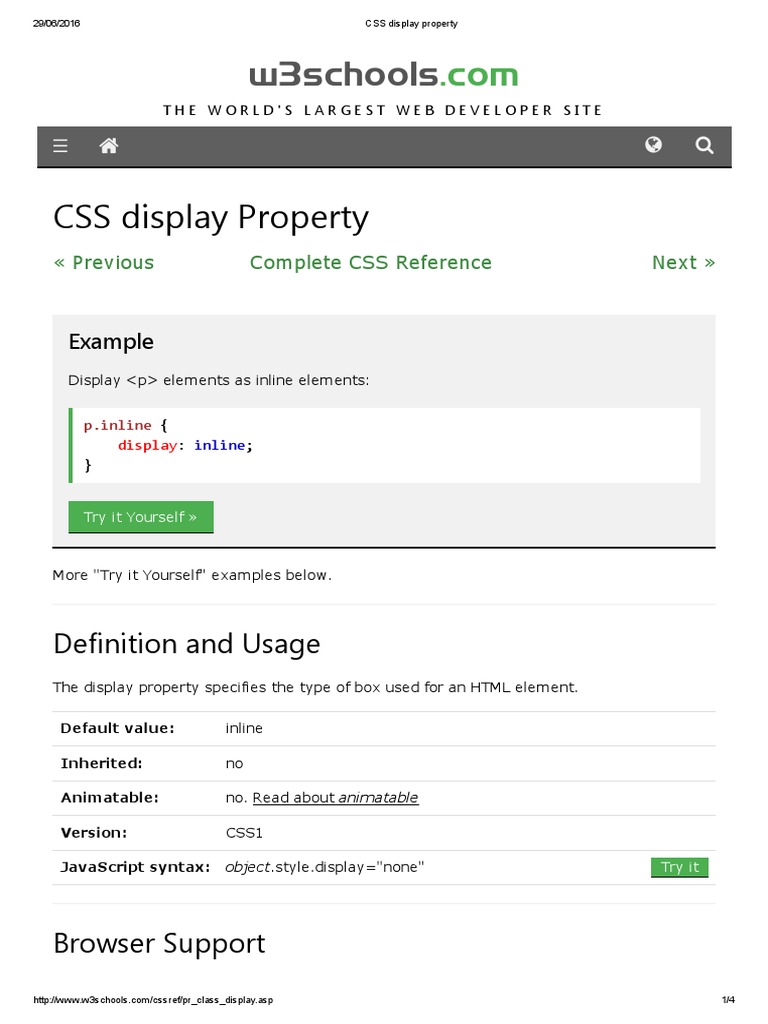 CSS Display Property | PDF | Html Element | Web Standards