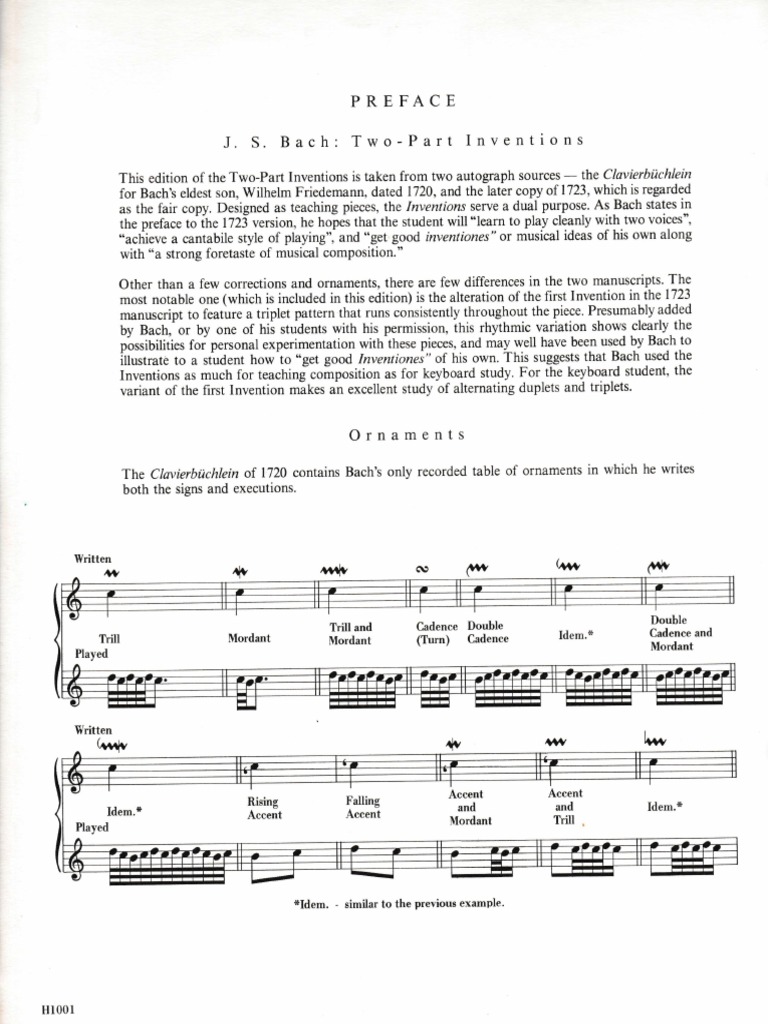 Ornaments: Preface J. S. Bach: Two-Part Inventions - N | PDF | Johann ...