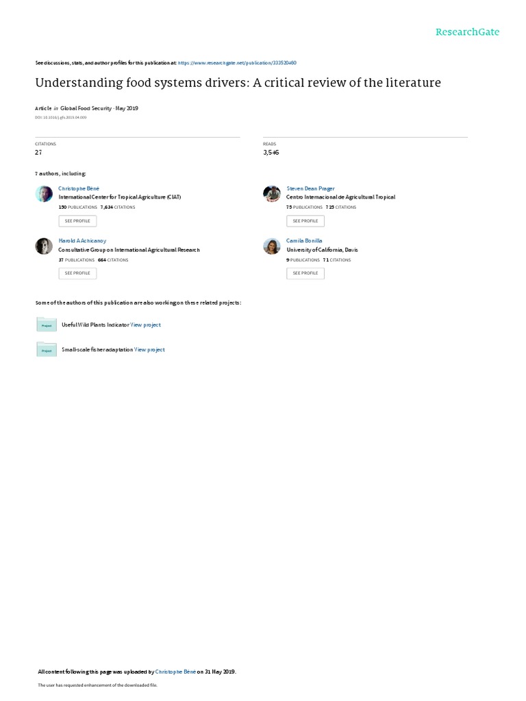 Understanding Food Systems Drivers: A Critical Review of The Literature ...