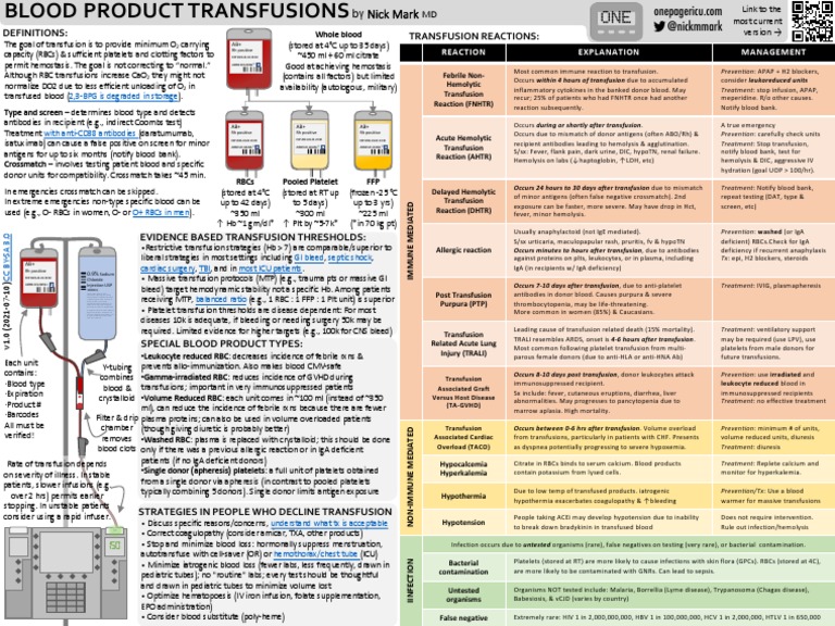 Blood Product Transfusions: A Concise Guide to Definitions, Goals ...