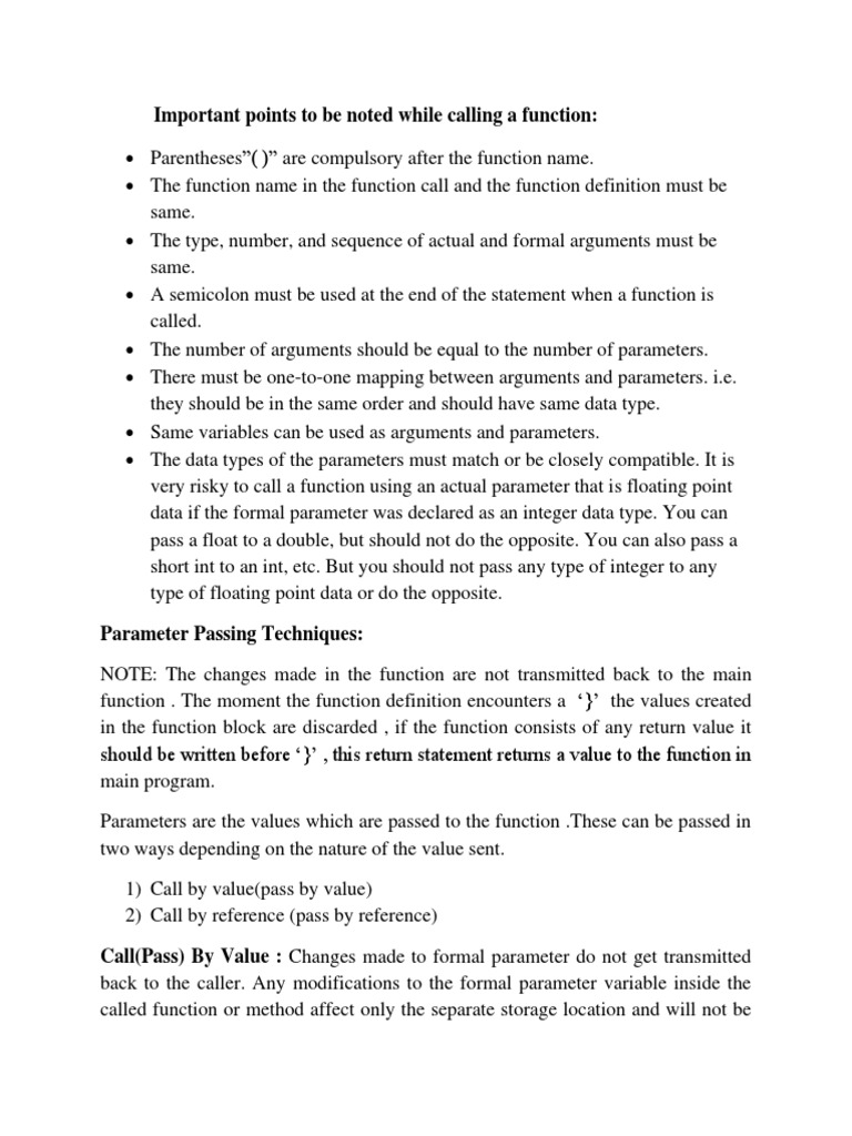Parameter Passing Techniques Pdf Parameter Computer Programming Pointer Computer