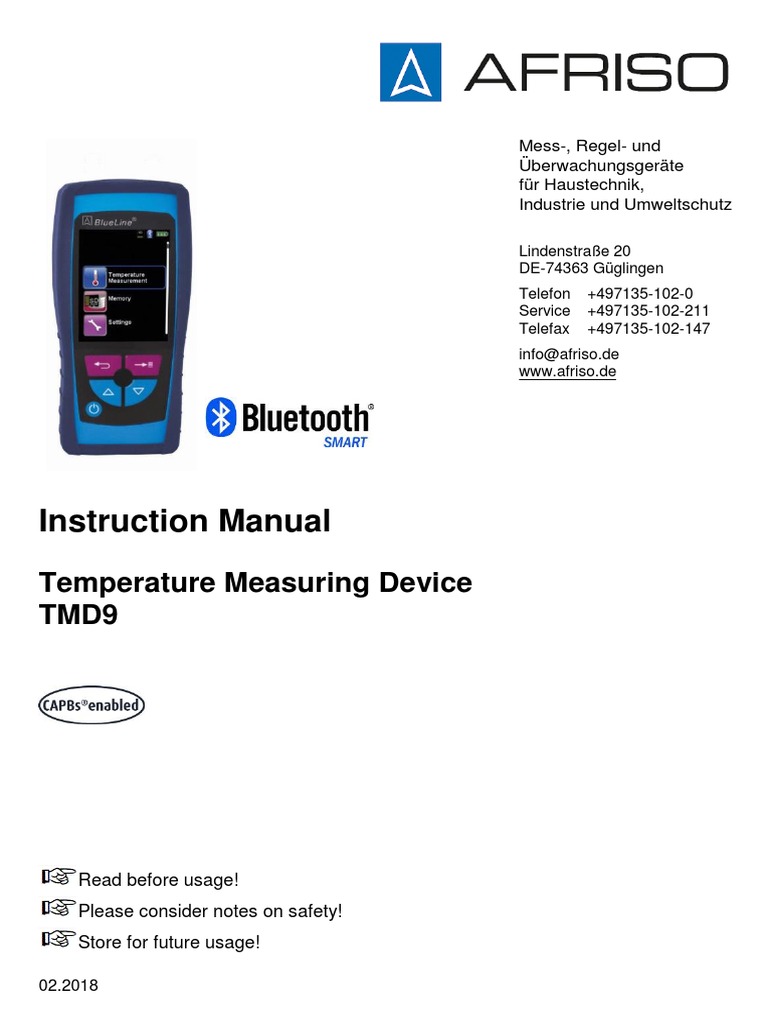 Instruction Manual: Temperature Measuring Device Tmd9 | PDF | Computer ...