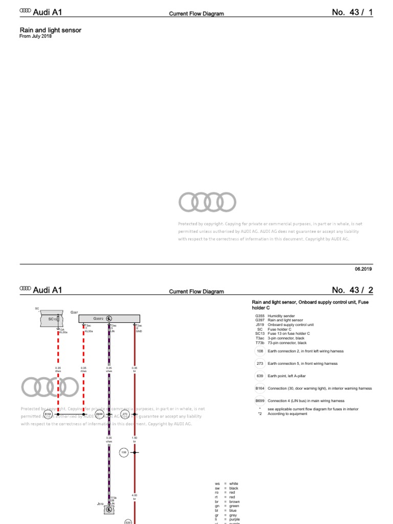 Rain and Light Sensor: Current Flow Diagram | PDF | Audi | Manufactured ...