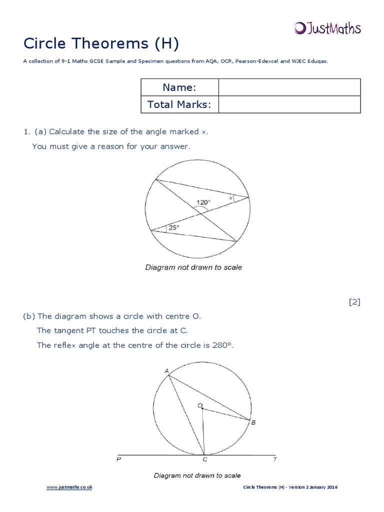 Geometry H Circle Theorems v2 1 | PDF | Circle | Angle