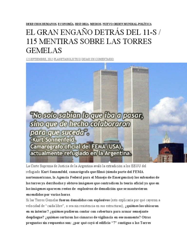 Torres Gemelas - 11 Sep - Autoatentado | Descargar gratis PDF | Ataques ...