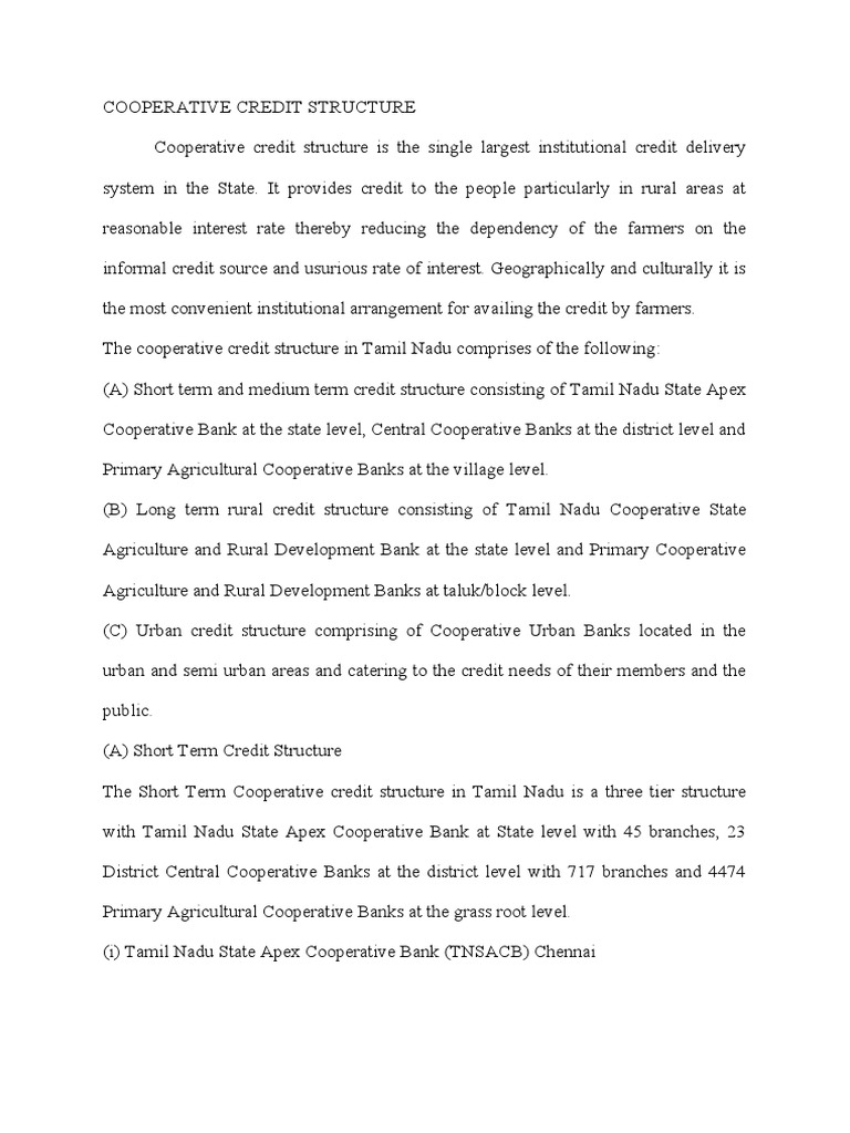 Cooperative Credit Structure | PDF | Loans | Banks