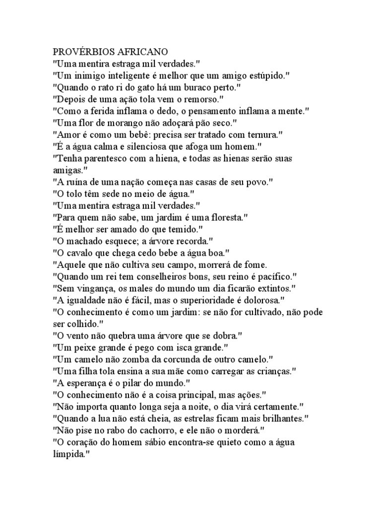 Provérbios Africano | PDF | Amor