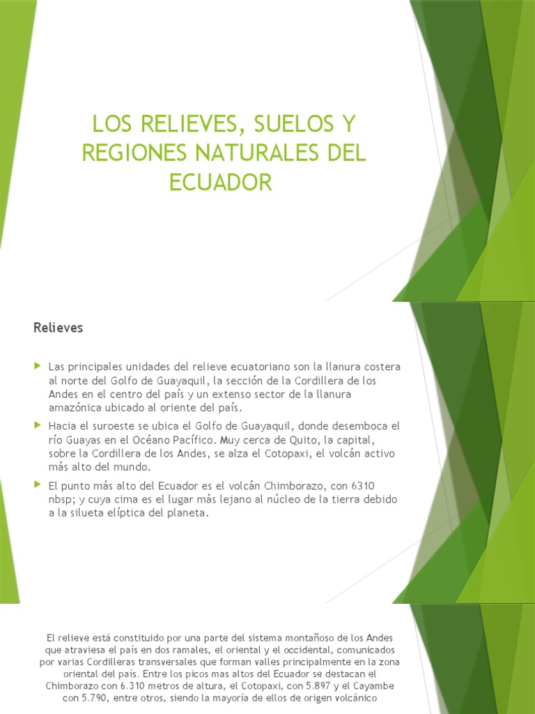 Los Relieves, Suelos y Regiones Naturales Del Ecuador | PDF