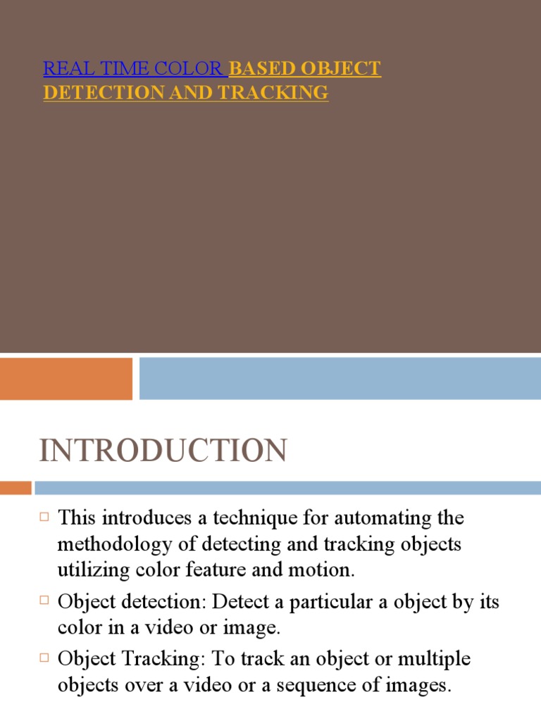 Real Time Color: Based Object Detection and Tracking | PDF | Image Segmentation | Color