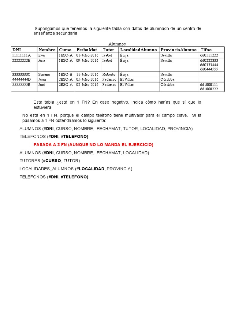 Solución Ejer1 Normalización 2020-21 | PDF