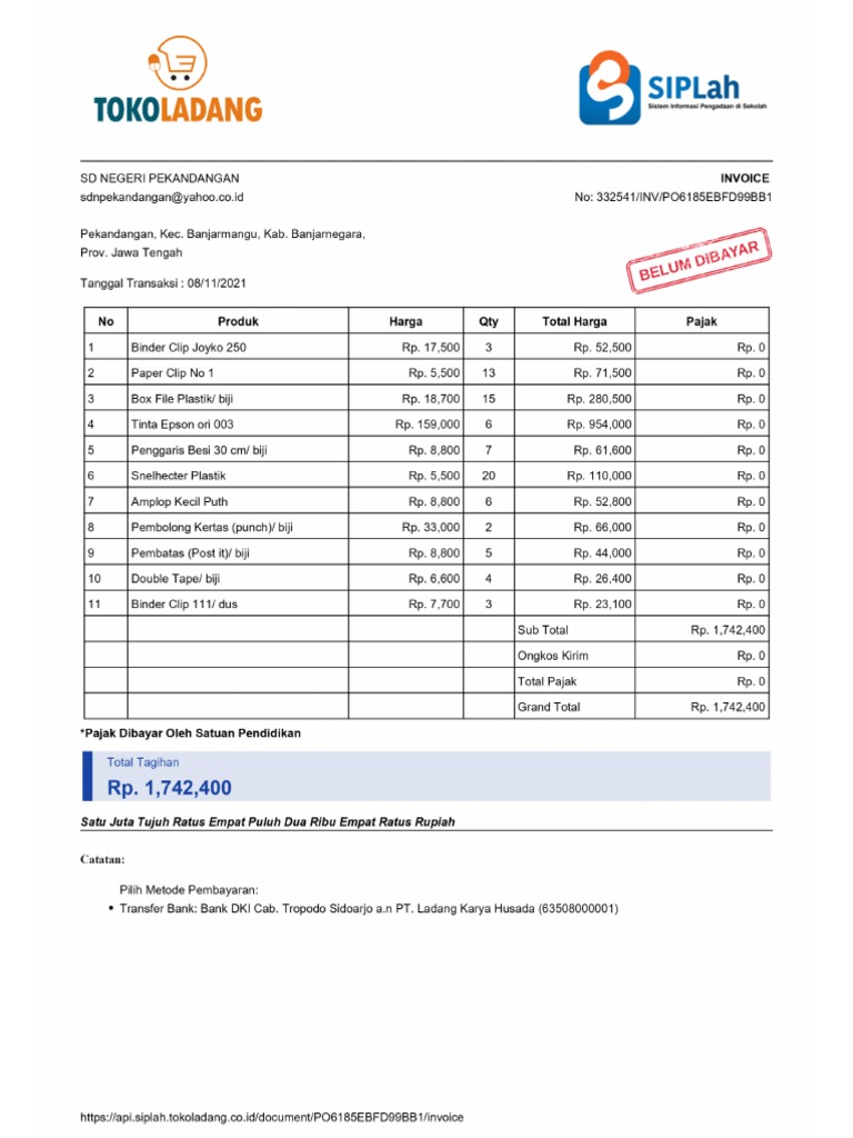 Invoice Atk Bala k6 | PDF